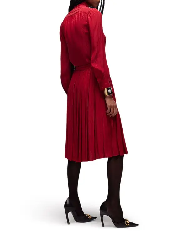 Gucci Jacquard Silk Midi Skirt With Gg Cross Chain