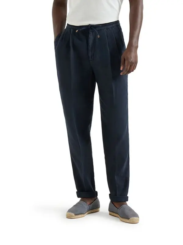 Brunello Cucinelli Linen Trousers With Drawstring