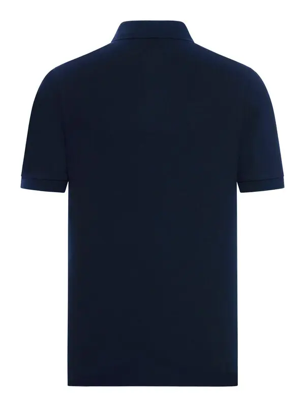 Stone Island Navy Cotton Polo Shirt With Logo Patch