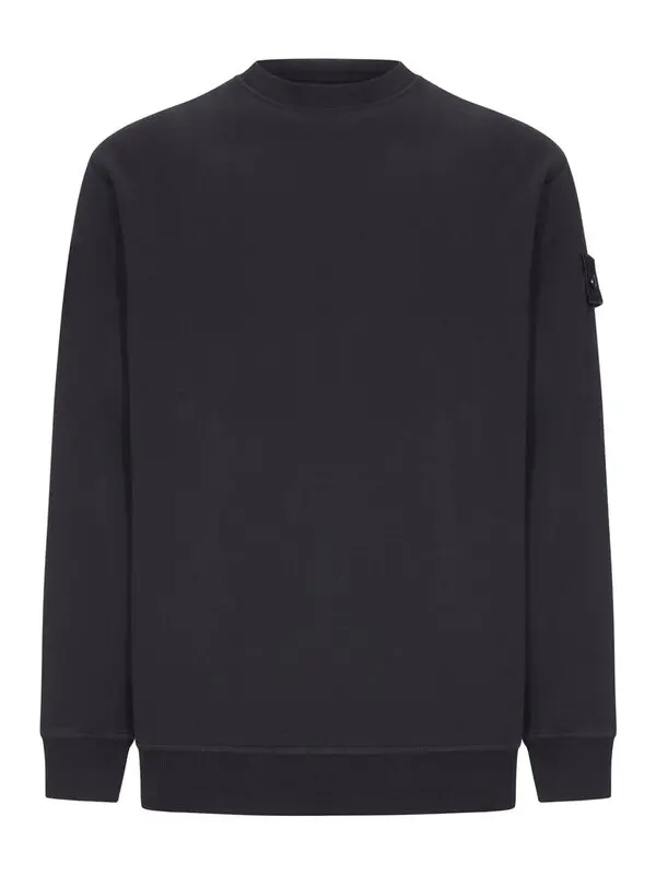 Stone Island Stretch Cotton Crew Neck Sweatshirt - Black