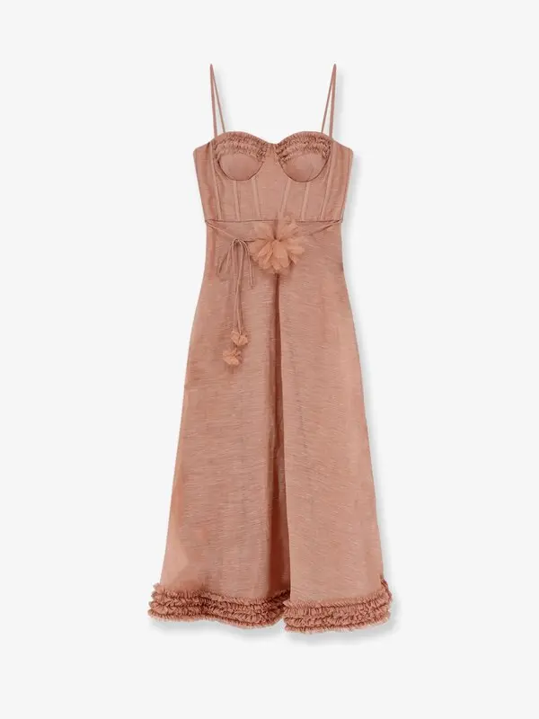 Zimmermann Luna Silk And Linen Blend Midi Dress - Multicolor