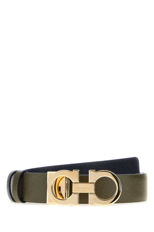 FERRAGAMO Gancini Reversible Leather Belt - Green