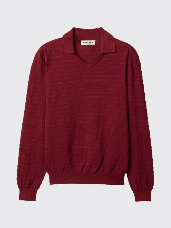 Miu Miu Textured Knit Polo Shirt - Red