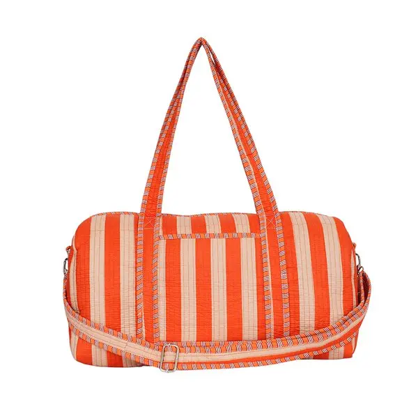 CYC Hand-block-printed Cotton Weekender Bag - Orange