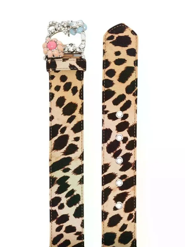 Dsquared2 Embellished Leopard-print Leather Belt