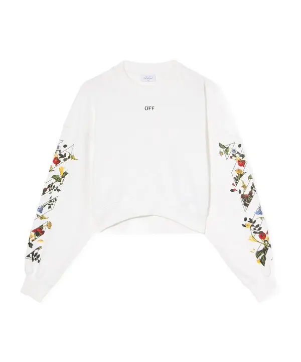 Off-White Floral Arrow Cropped Sweatshirt