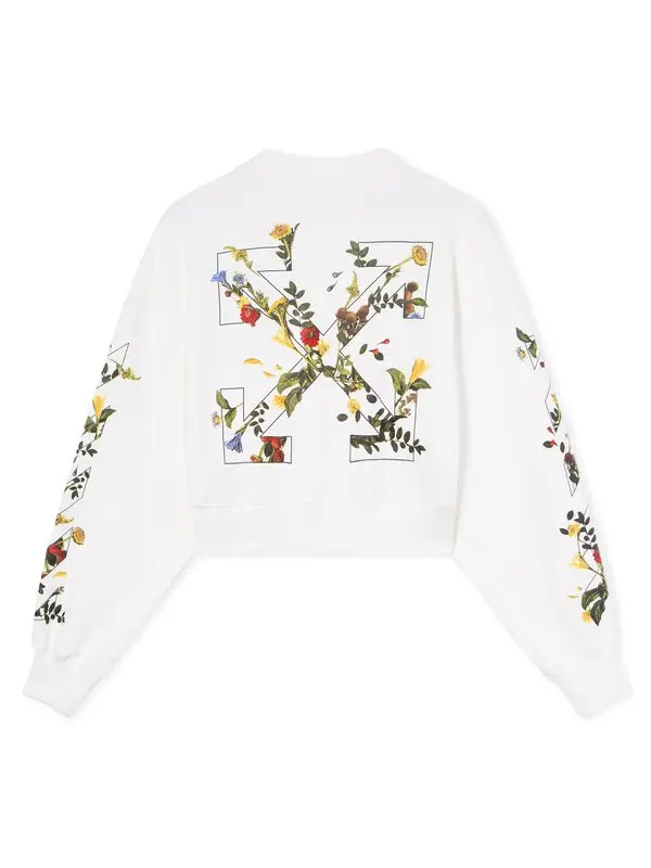 Off-White Floral Arrow Cropped Sweatshirt