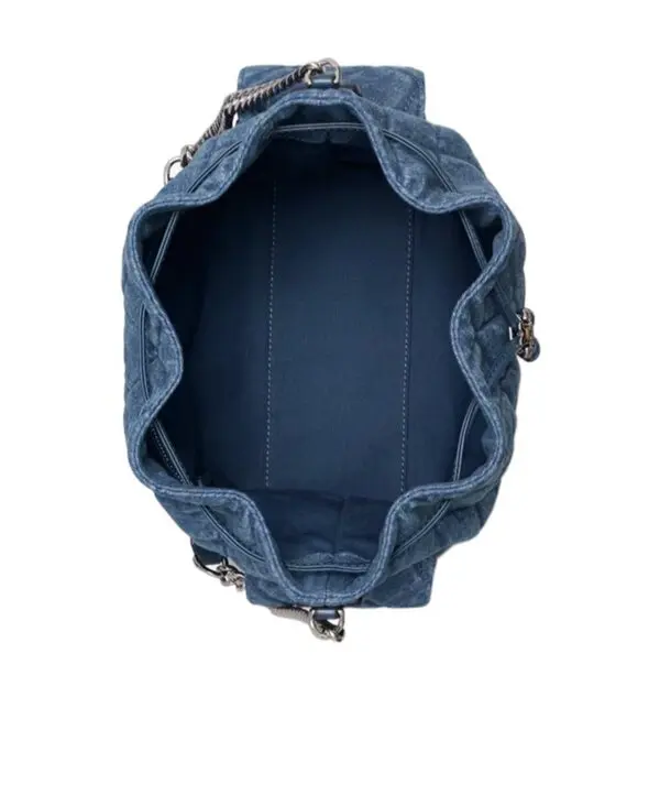 Tory Burch Charlie Quilted Denim Drawstring Shoulder Bag