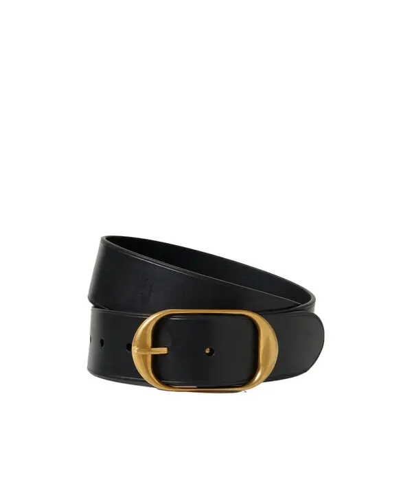 NILI LOTAN Oval Buckle Wide Leather Belt