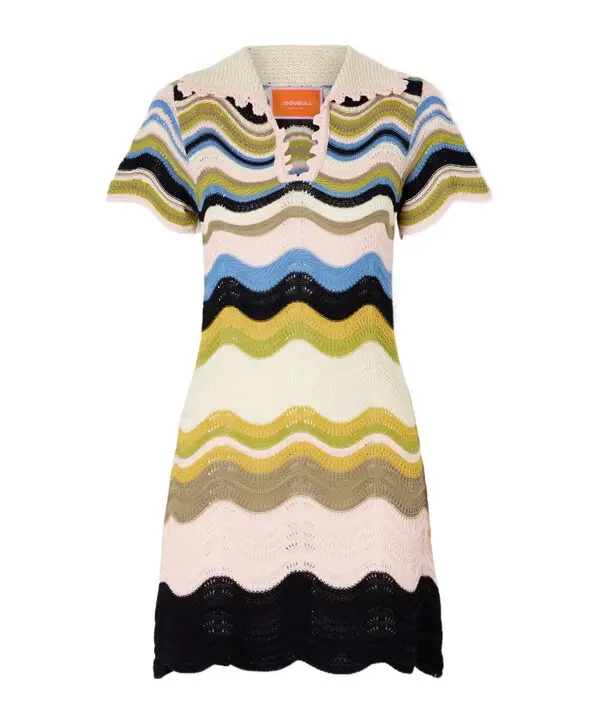 La DoubleJ Chevron Mini Dress - Nude