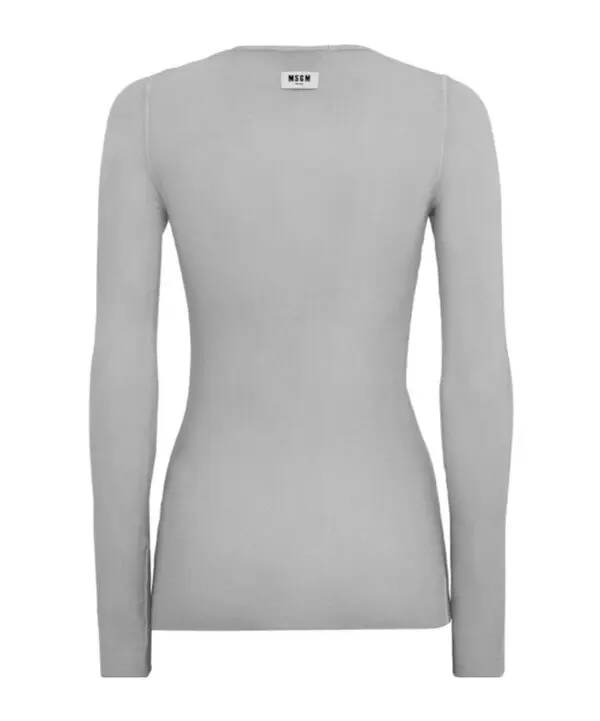 MSGM Ribbed Stretch Long Sleeve T-shirt - Gray