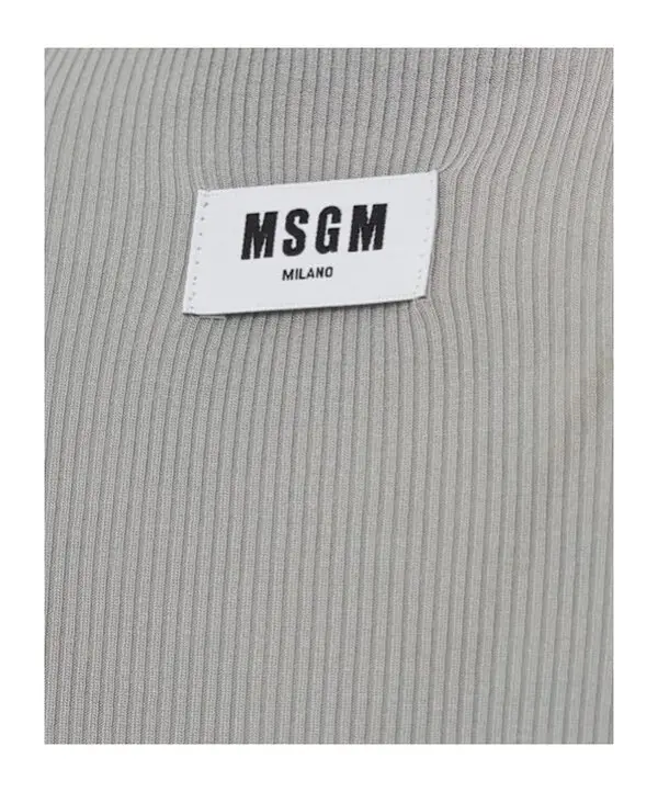 MSGM Ribbed Stretch Long Sleeve T-shirt - Gray