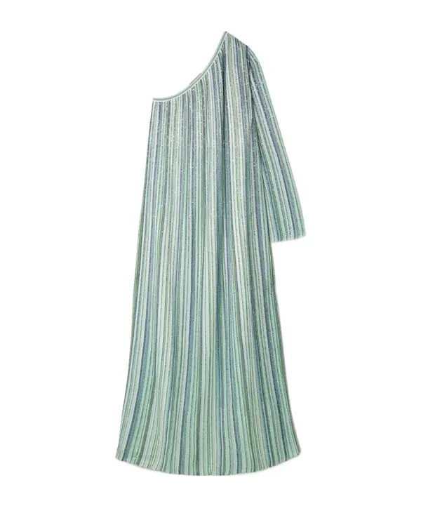 Missoni One-shoulder Sequined Striped Crochet Dress