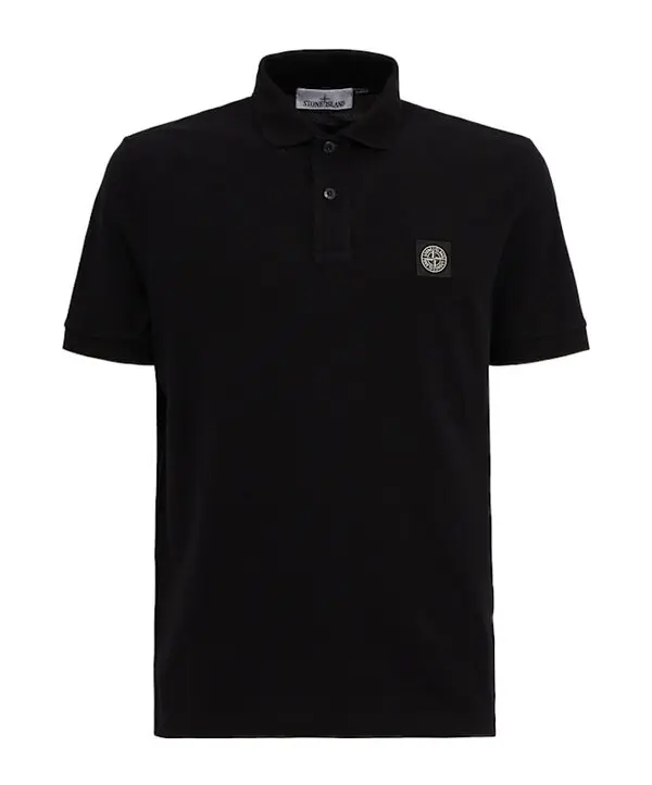 Stone Island Logo Patch Cotton Polo Shirt