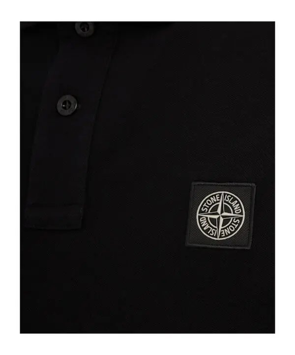 Stone Island Logo Patch Cotton Polo Shirt