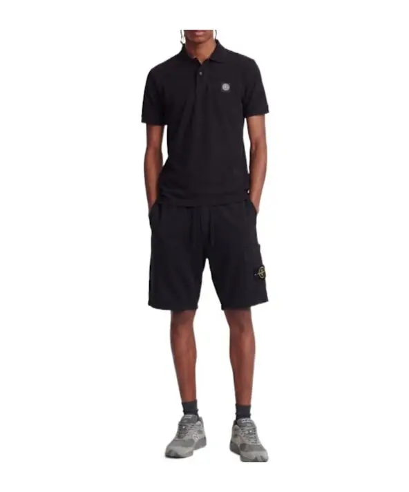 Stone Island Logo Patch Cotton Polo Shirt