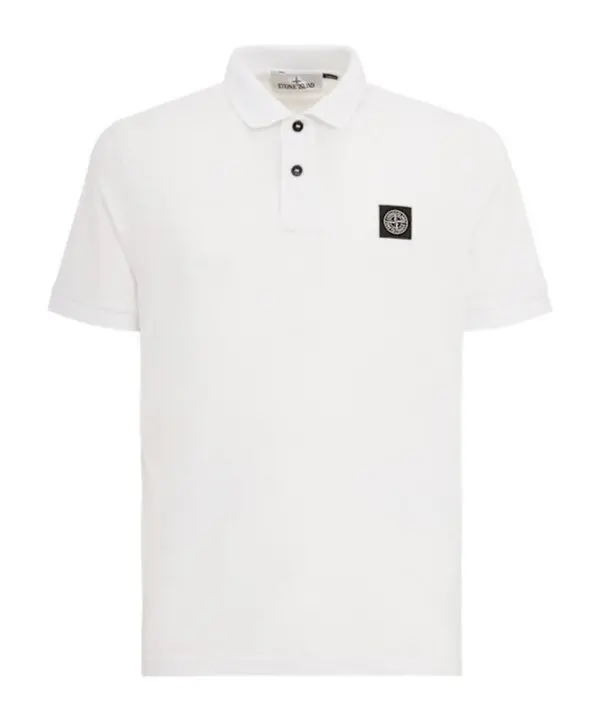 Stone Island Logo Patch Cotton Polo Shirt