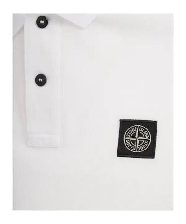Stone Island Logo Patch Cotton Polo Shirt