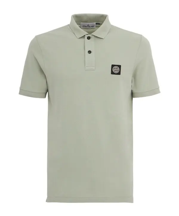 Stone Island Logo Patch Cotton Polo Shirt