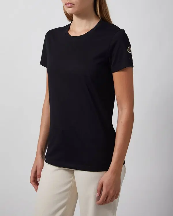 Moncler Logo Patch Cotton Jersey T-shirt - Black