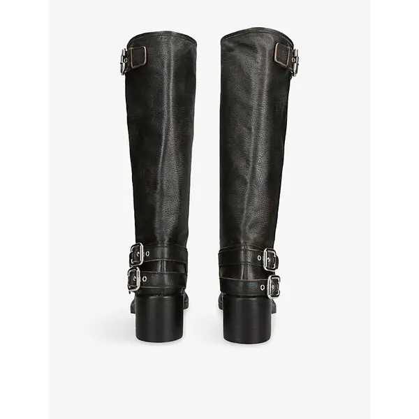 Chloé Dakota Knee-high Leather Boots With Buckle Detailing - Black