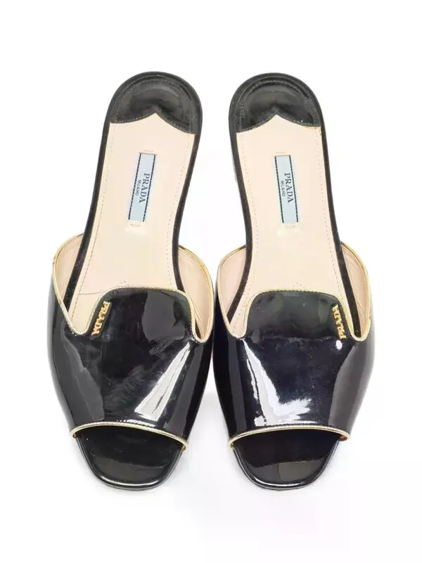 Prada Logo-plaque Patent Leather Sandals