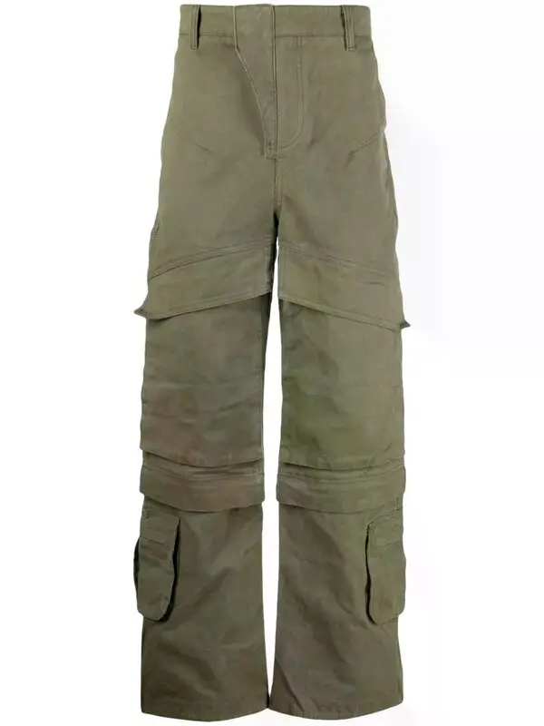 ENTIRE STUDIOS Khaki Cotton Cargo Trousers - Green
