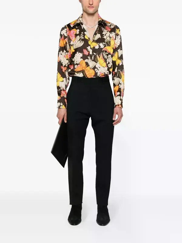 Dsquared2 Butterfly-print Satin Shirt