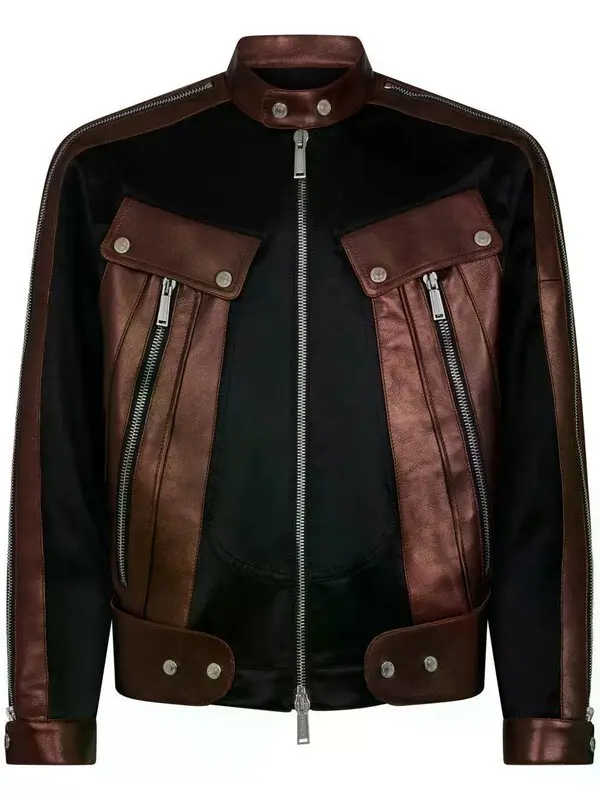 Dsquared2 Metallic Panelled Bomber Jacket - Brown
