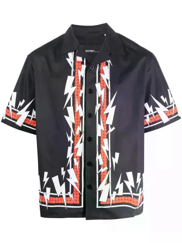 Neil Barrett Thunderbolt-print Cotton Bowling Shirt