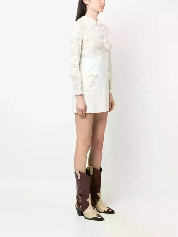 Dsquared2 Ivory Lace Minidress With Beaded Detailing - Neutrals