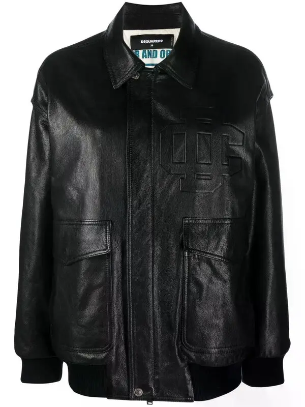 Dsquared2 Zipped Goatskin Bomber Jacket
