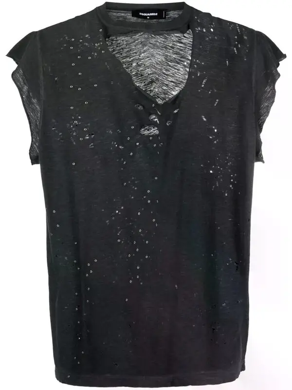 Dsquared2 Distressed-finish Raw-cut T-shirt
