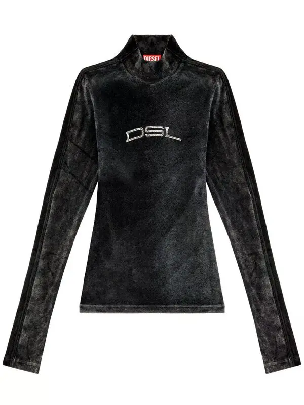 DIESEL® Slim Fit Logo Embellished High Neck Top
