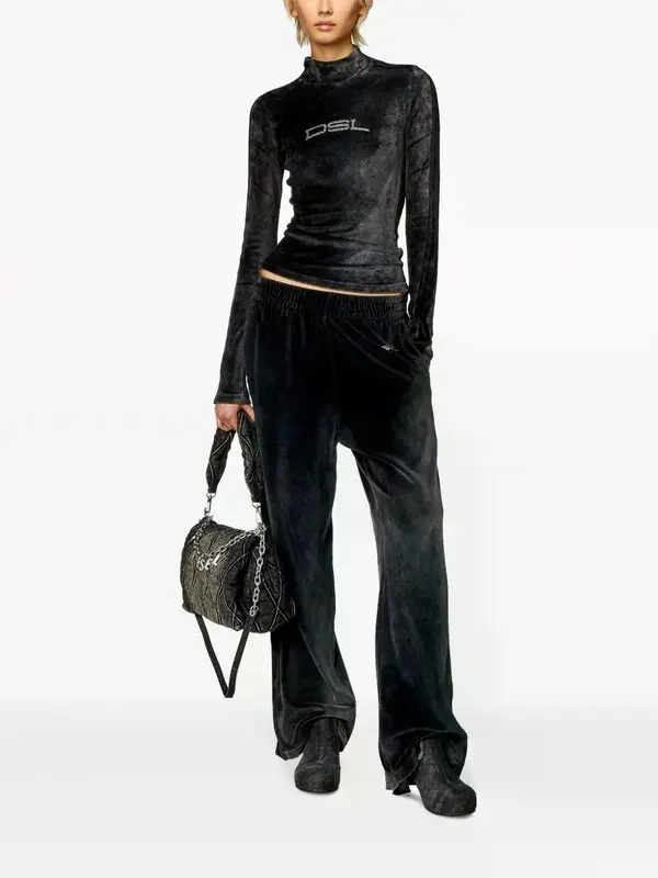 DIESEL® Slim Fit Logo Embellished High Neck Top