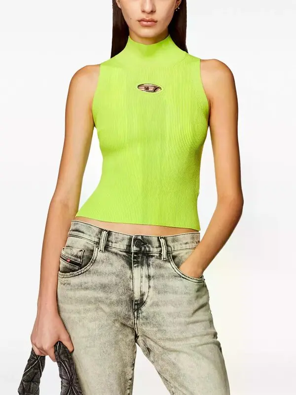 DIESEL® Ribbed Knit Mock Neck Top