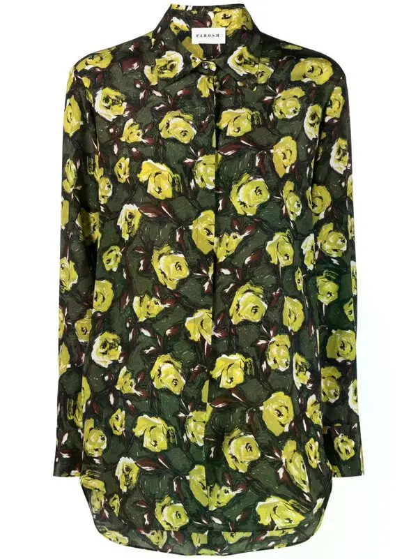 P.a.r.o.s.h Silk Floral Print Shirt