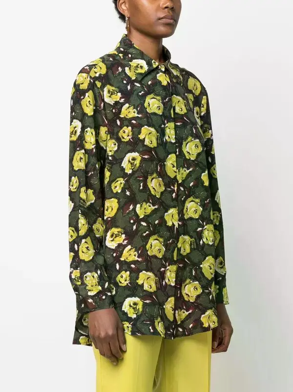P.a.r.o.s.h Silk Floral Print Shirt