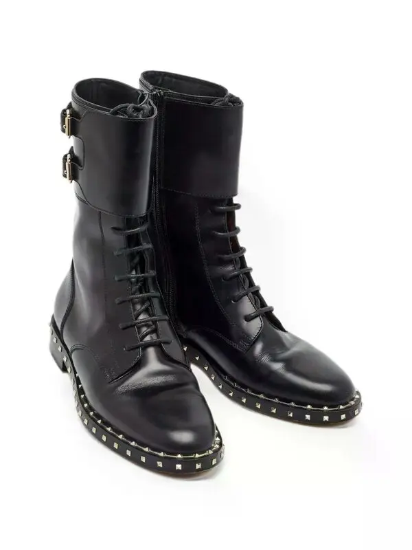 Valentino Garavani Rockstud Leather Combat Boots