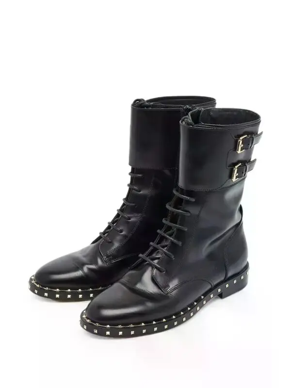 Valentino Garavani Rockstud Leather Combat Boots
