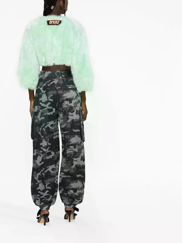Dsquared2 Mint Faux-fur Cropped Jacket