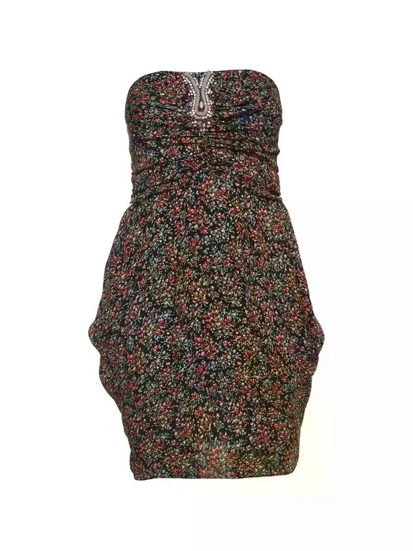Sandro Floral Print Strapless Midi Dress