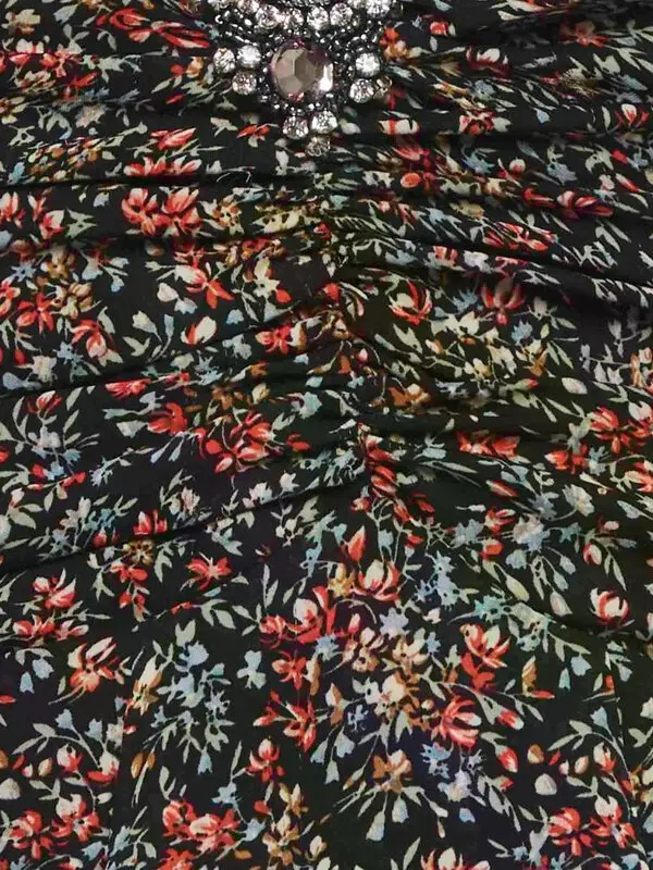 Sandro Floral Print Strapless Midi Dress