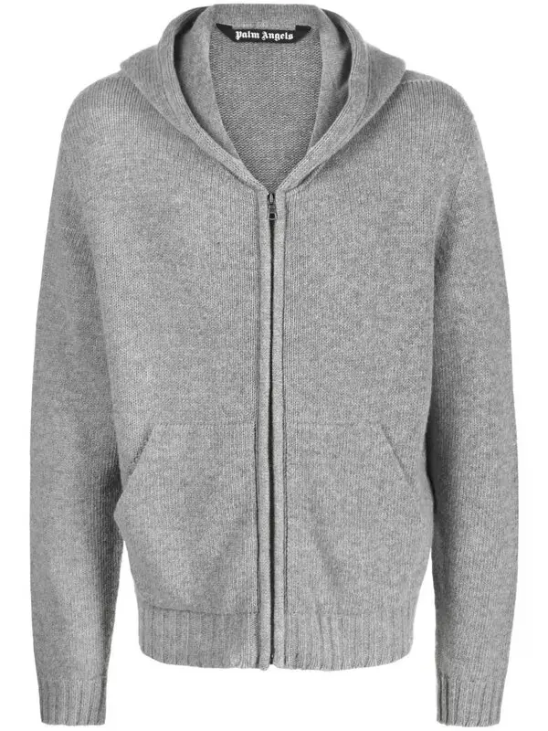 Palm Angels Curved-logo Zip-up Hoodie