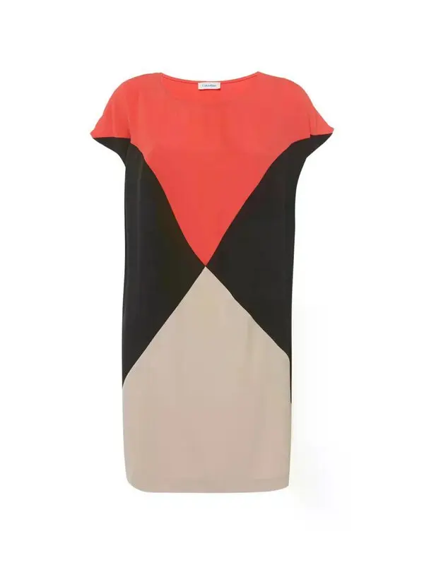 Calvin Klein Color-block Crepe Midi Dress