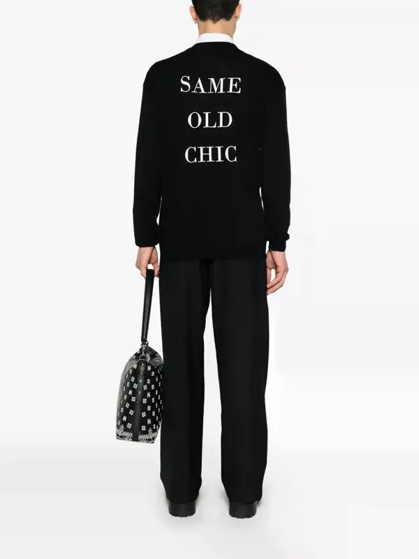 Moschino Slogan-embroidered Virgin Wool Cardigan