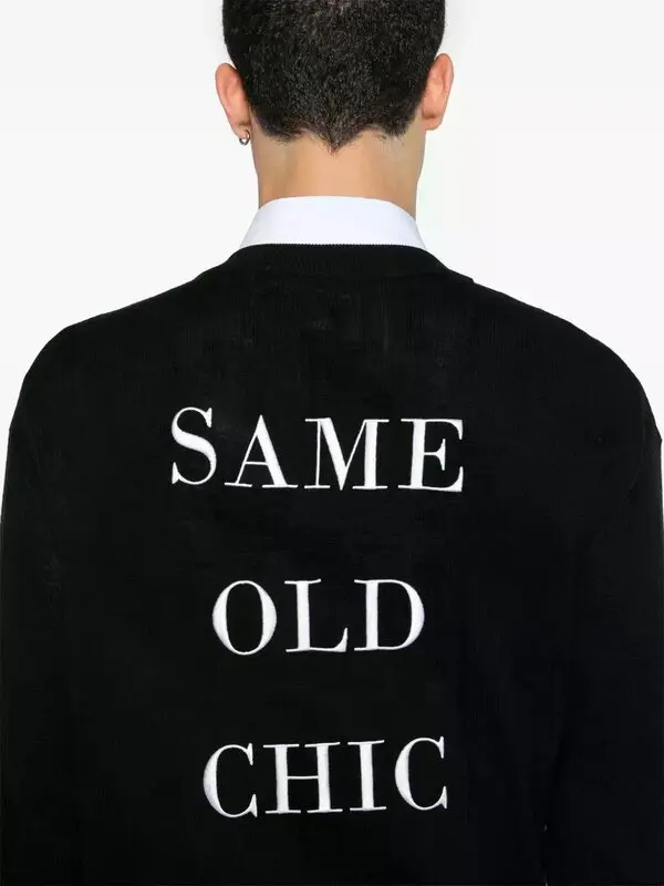Moschino Slogan-embroidered Virgin Wool Cardigan