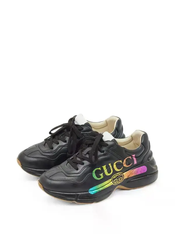 Gucci Rhyton Leather Sneakers - Black