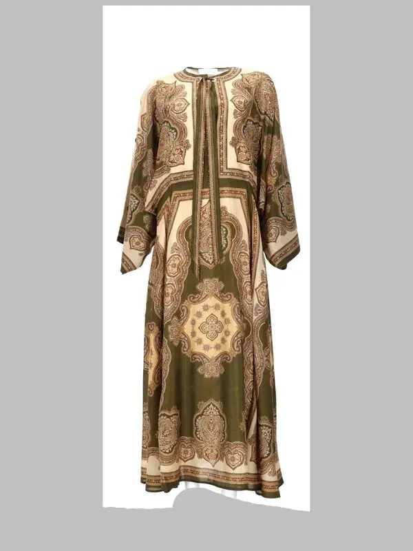 Zimmermann Dress" Long Sleeve Sheer Printed Silk Dress - Multicolor