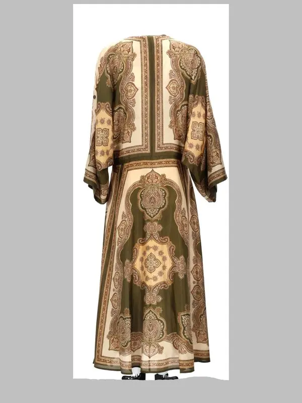 Zimmermann Dress" Long Sleeve Sheer Printed Silk Dress - Multicolor